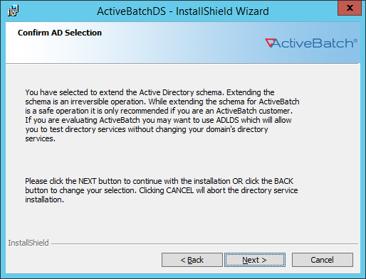 ActiveBatch Directory Services Installation